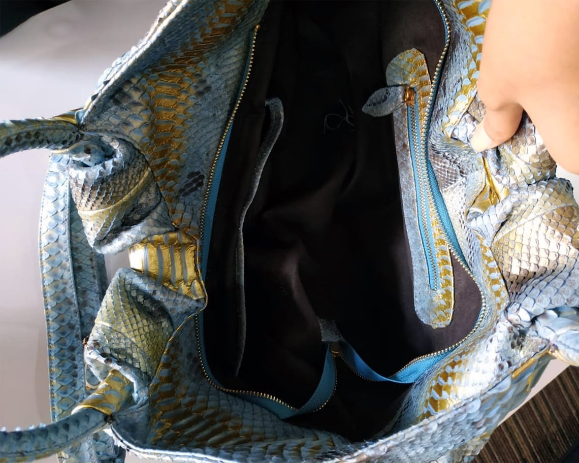 Python Snakeskin Leather Turquoise Floy Hobo Women Shoulder - Etsy