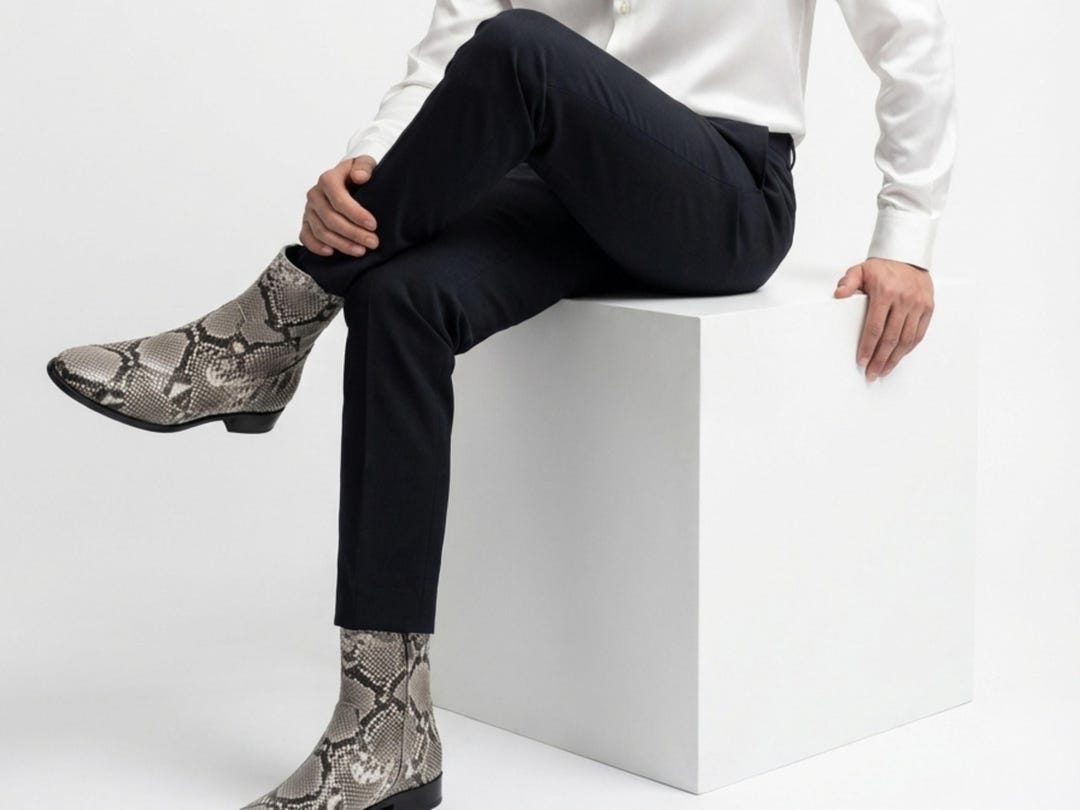Men’s Genuine Python Snakeskin Boots | Real Python Dress Shoes for Men ...