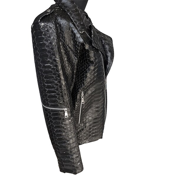 Men's Motorcycle Jacket Genuine Black Python Snakeskin Leather - Etsy
