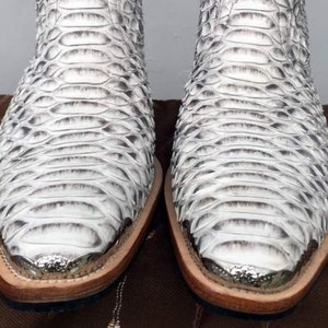 Snakeskin Python Leather Pointed Toe Ankle Cowboy Boots - Etsy