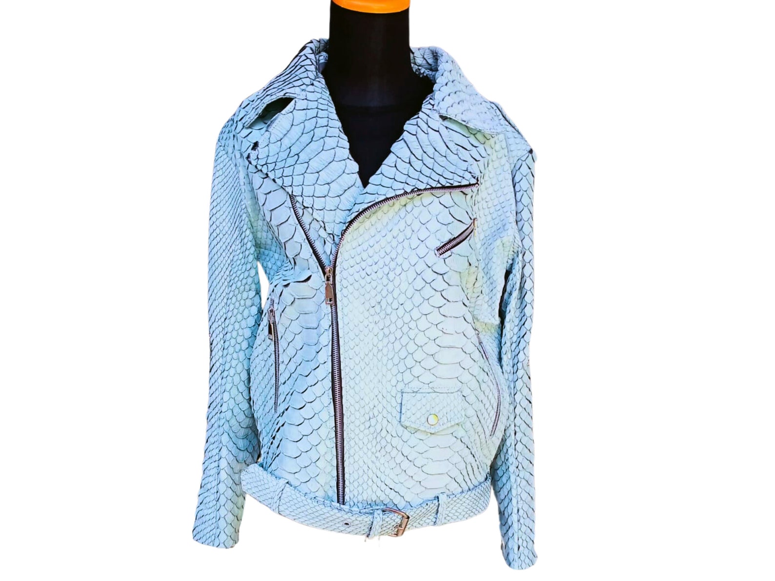 White Snakeskin Motorcycle Men's Python Leather Jacket - Etsy