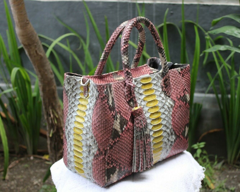 Pink Python Snakeskin Tote Large Shopping Leather Handbag - Etsy