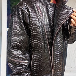 Men's Motorcycle Jacket Genuine Black Python Snakeskin Leather - Etsy