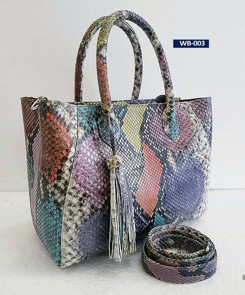 Real Colorful Python Snakeskin Purse Leather Tote Shoulder Bag - Etsy