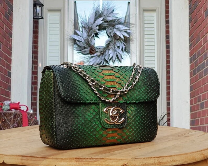 Genuine Glossy Snakeskin Python Purse Shoulder Evening Handbag - Etsy