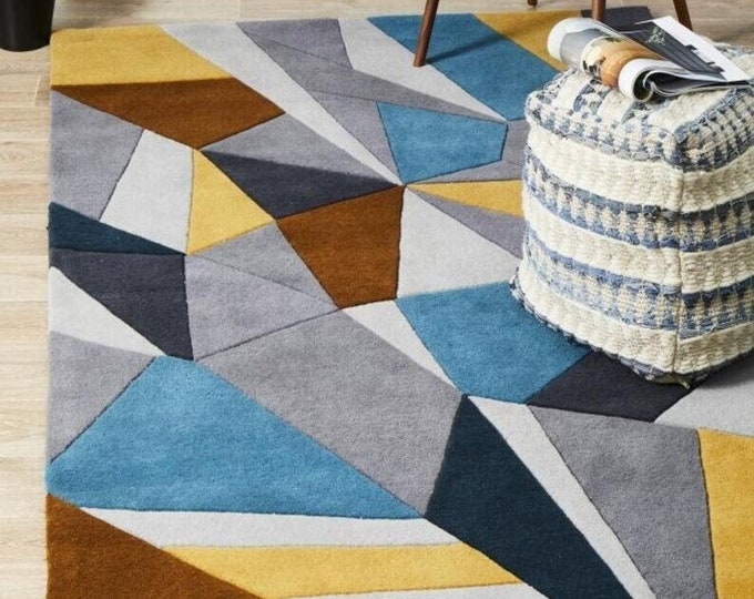 Modern Electric Design Hand Tufted Multi Colored Area Rug 100% Woolen ...