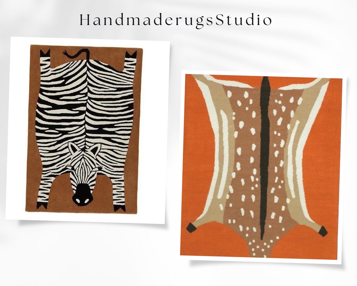HAND TUFTED CARPET Brown Rugs Carpettibetan Zebra Wool - Etsy