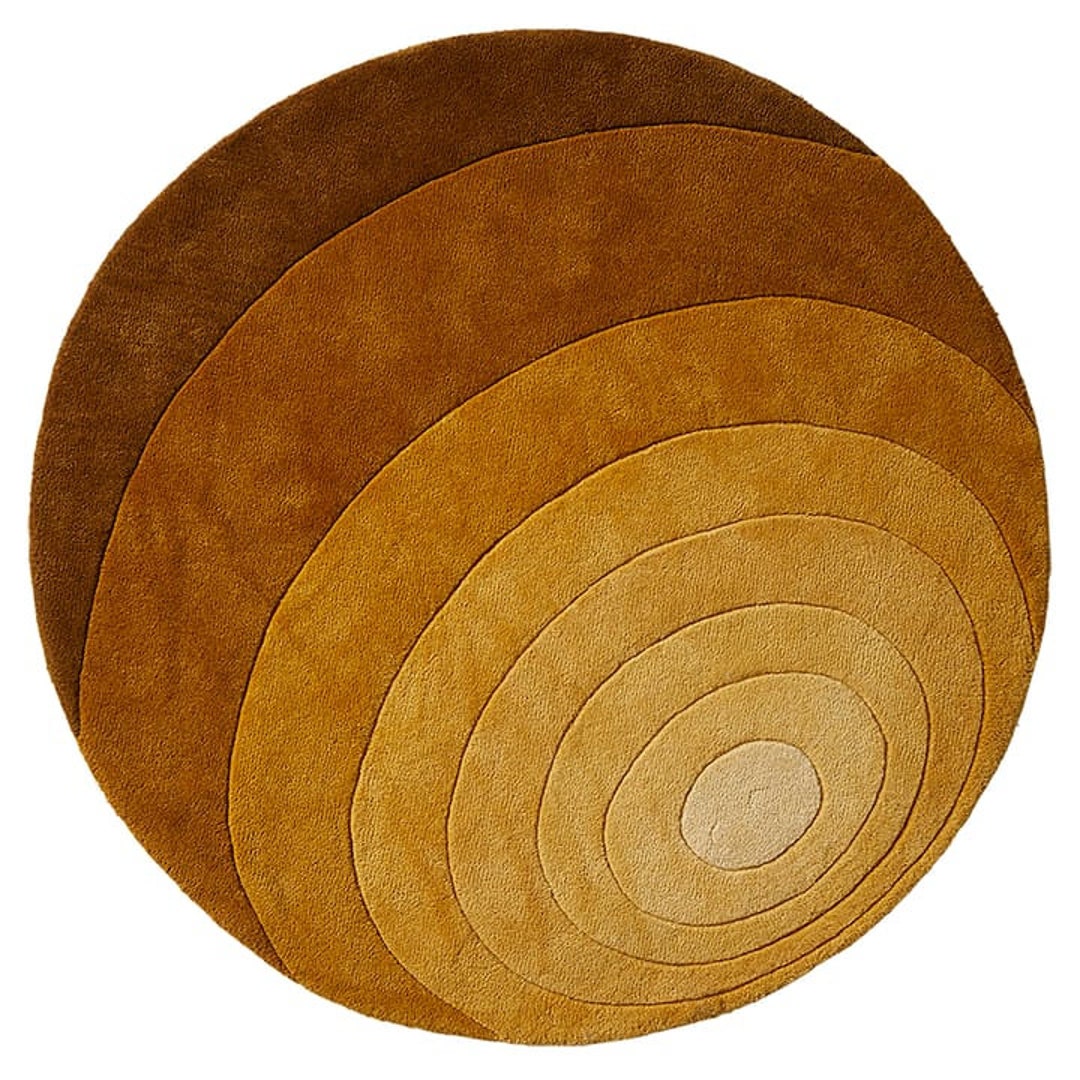 009 Round Abstract Tufted Rugs, 6 Ft 8 Ft 10x10 Round Custom Rugs Gold ...