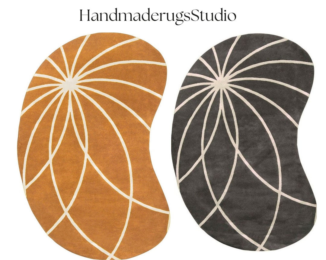 Handmade Kidney Irregular Shape Hand Tufted Rug 100% Woolen Rug 2x3 3x5 ...