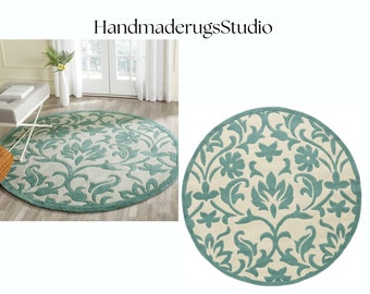 Round Floral Area Rug - Etsy