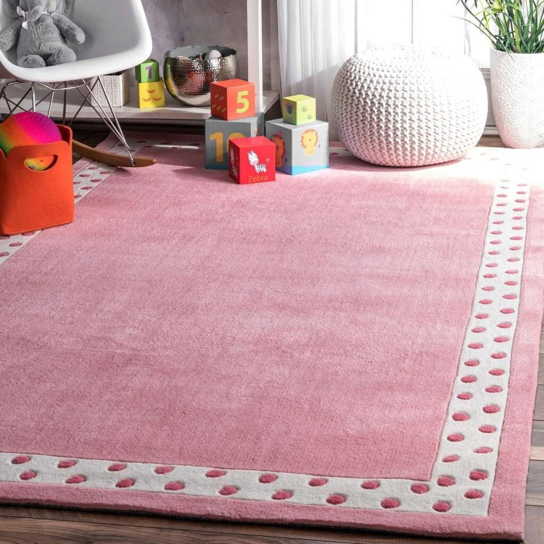 Hand Tufted Pearl Dot Multi Colored Dotted Rug Pink Base Rug 5x8 6x9 ...