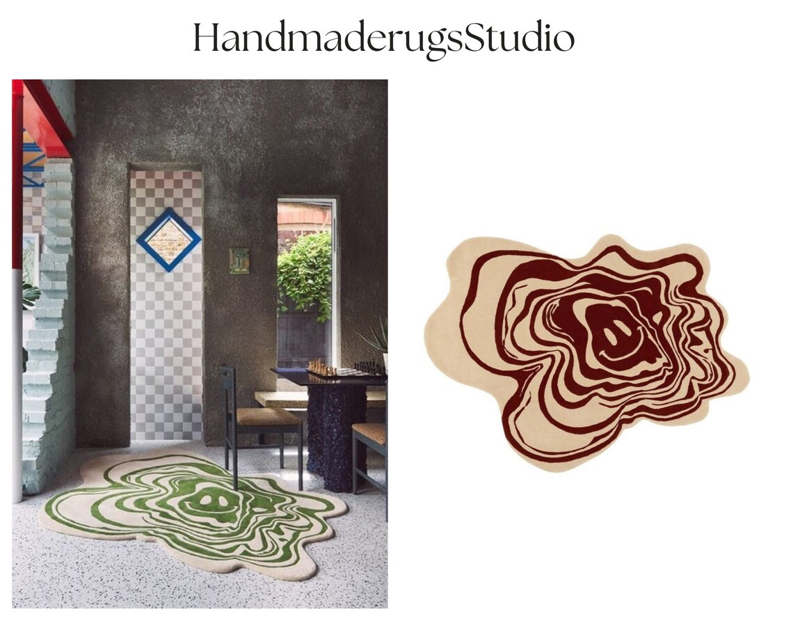 Handmade Irregular Round Hand-tufted 100% Wool Area Rug for - Etsy