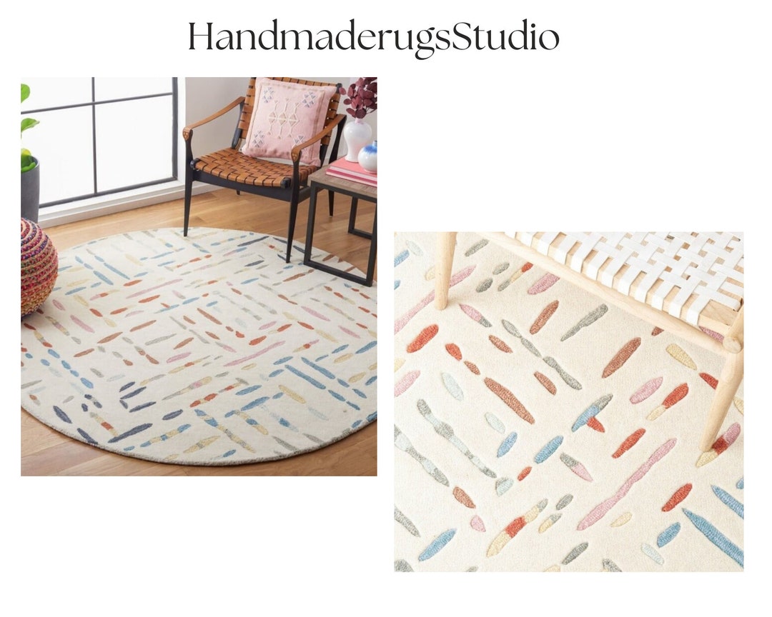 Round Modern Hand-tufted 100% Wool Area Rug for Home,living Room,guest ...