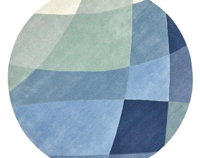 049 Round Hand-tufted Wool Area Blue Rug/green Rug for Home,living Room ...