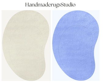 Solid Rug Bean Shaped Kidney Shaped Hand Tufted Large Area Rug Ivory ...