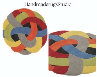 Round Designer Hand-tufted 100% Wool Area Rug for Home,living Room ...