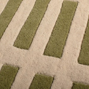 C2-05 Designer Handmade Hand Tufted Lemon Green Rug/white Rug 100% ...