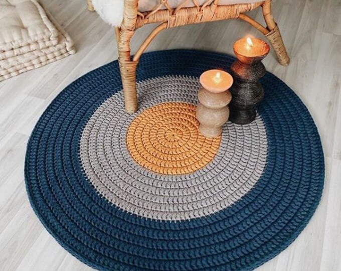 Crochet Made of 100% Knitting Wool Yarn,washable Rugs,round Rug,kids ...