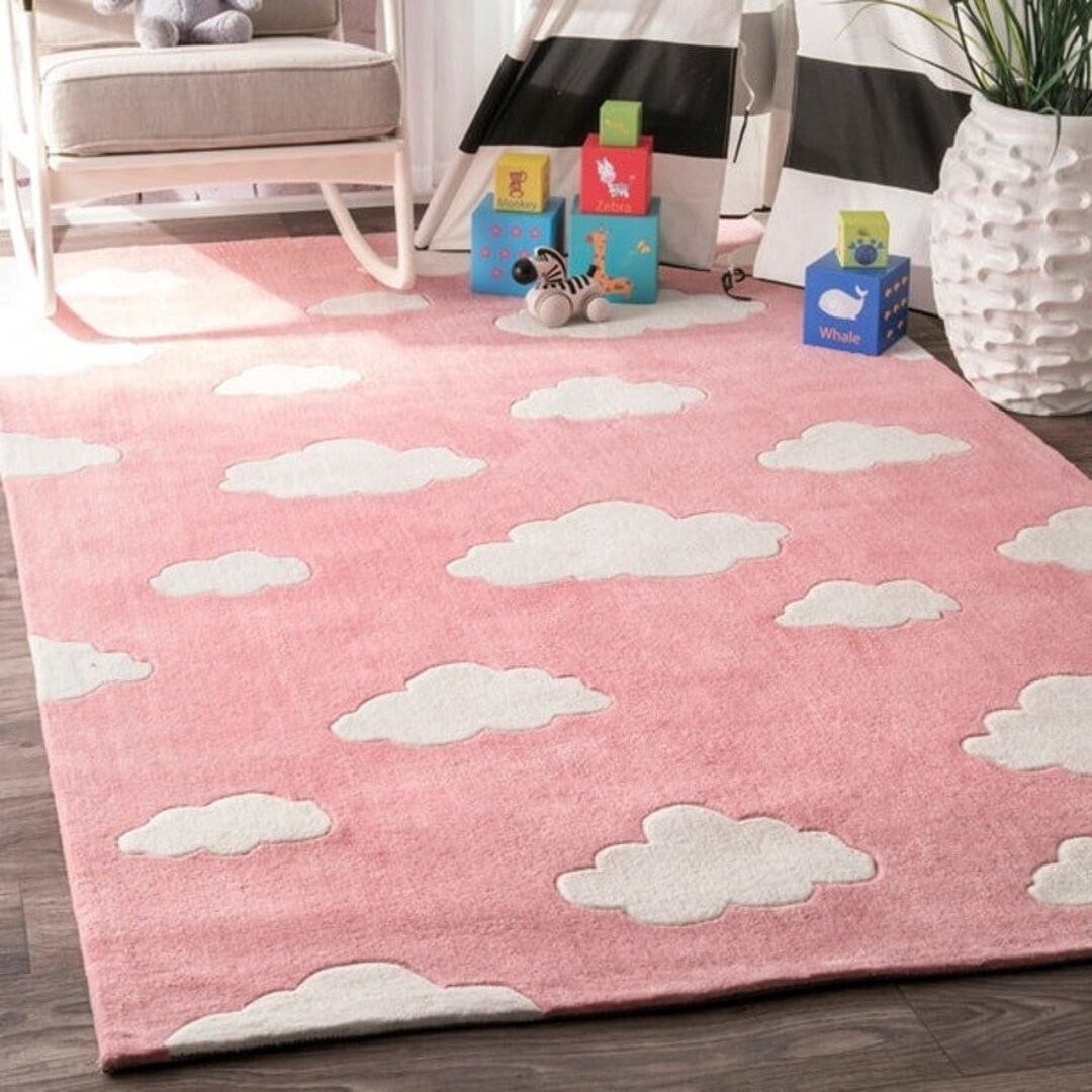 Hand Tufted Modern Clouds Kids Area Rug Handmade Area Rug Hand Tuft ...