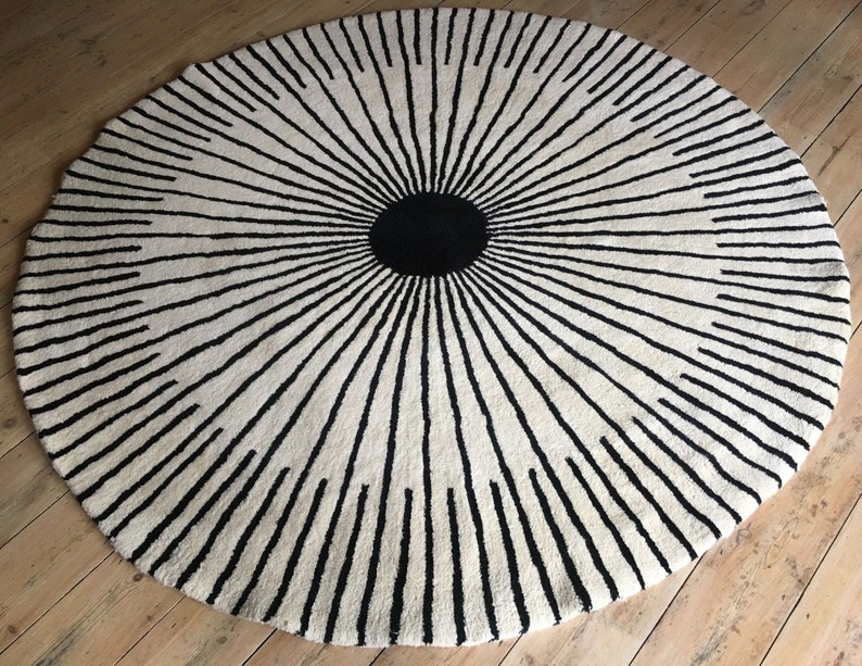 Round Designer Hand-tufted 100% Wool Area Rug for Homeliving - Etsy