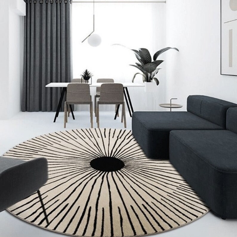 Round Designer Hand-tufted 100% Wool Area Rug for Homeliving - Etsy