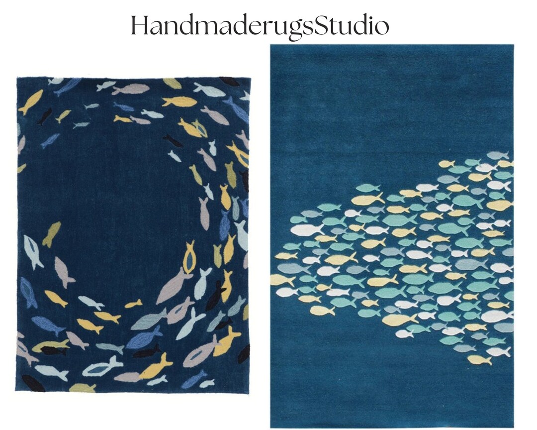 New Authentic Beautifuf Fish Rug Blush Colored Kids Room - Etsy