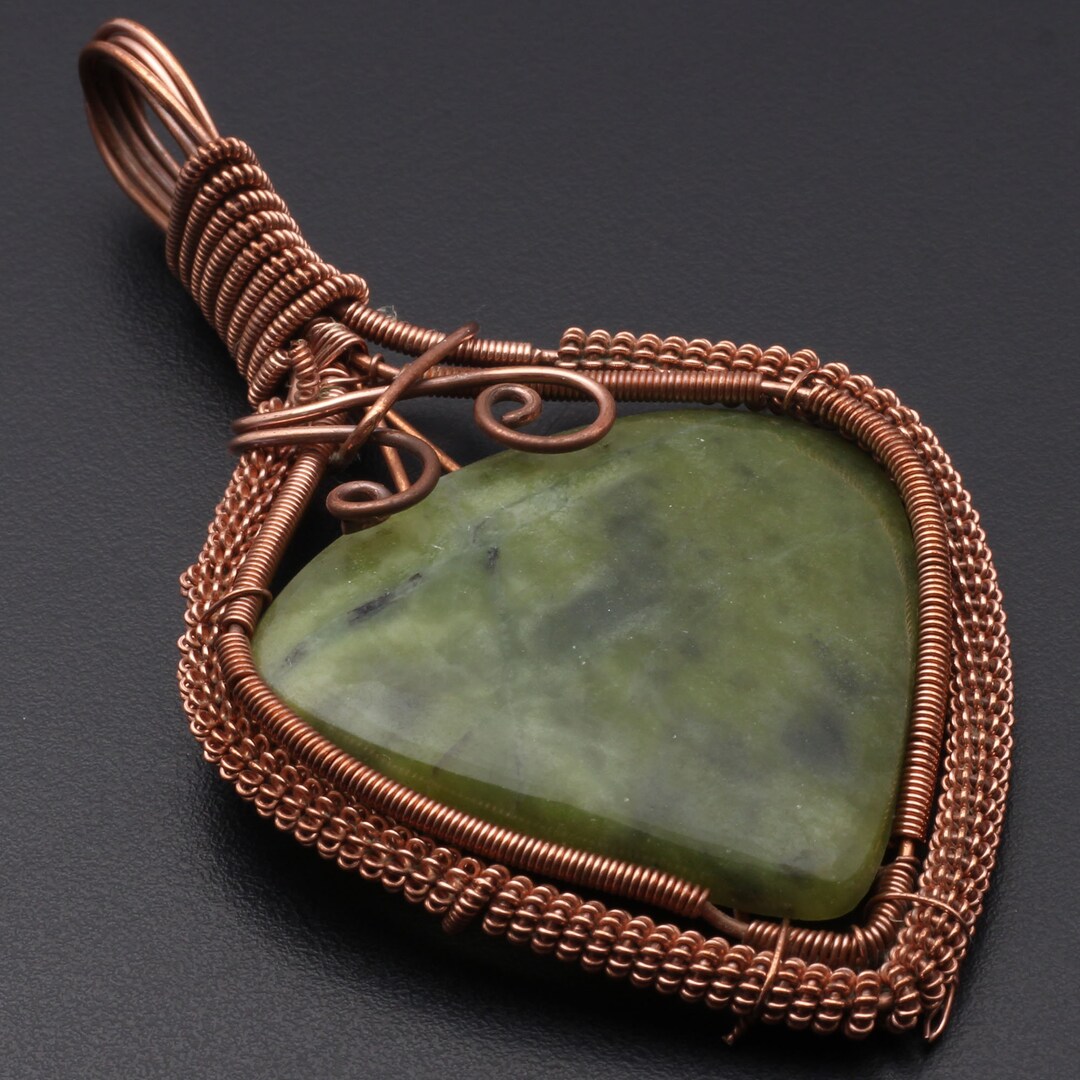 Variscite Gemstone pendant jewelry copper Wire Wrapped - Etsy UK