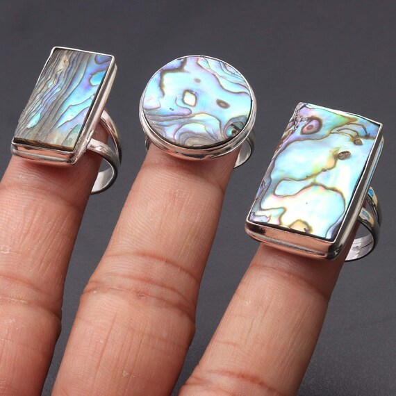 Abalone Shell Gemstone Ring Jewellery Ring 3 X Ring Lots Jewelry Ring Gift for Her Ring Lots Ring Gift Jewelry Woman Ring Lot Etsy