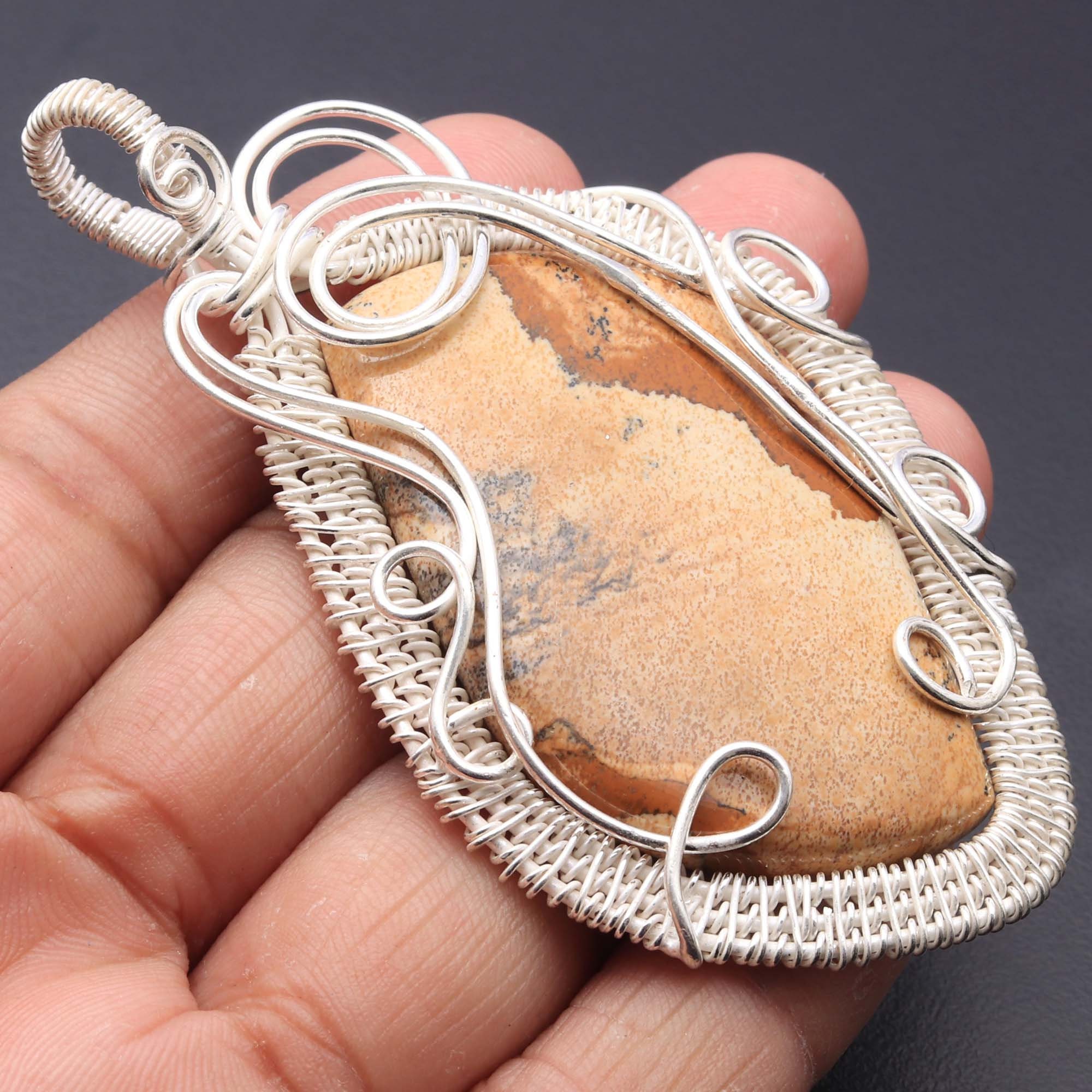 Bild Jaspis Edelstein Anhänger Schmuck Draht gewickelt | Etsy