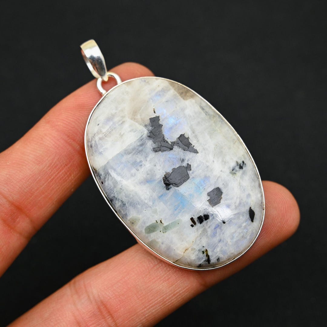 Rainbow Moonstone Pendant Natural Moonstone Gemstone Gorgeous 925 ...
