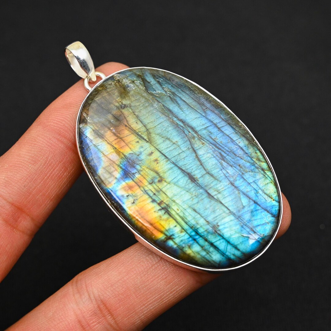 Labradorite Pendant Natural Labradorite Gemstone Handmade 925 Sterling ...