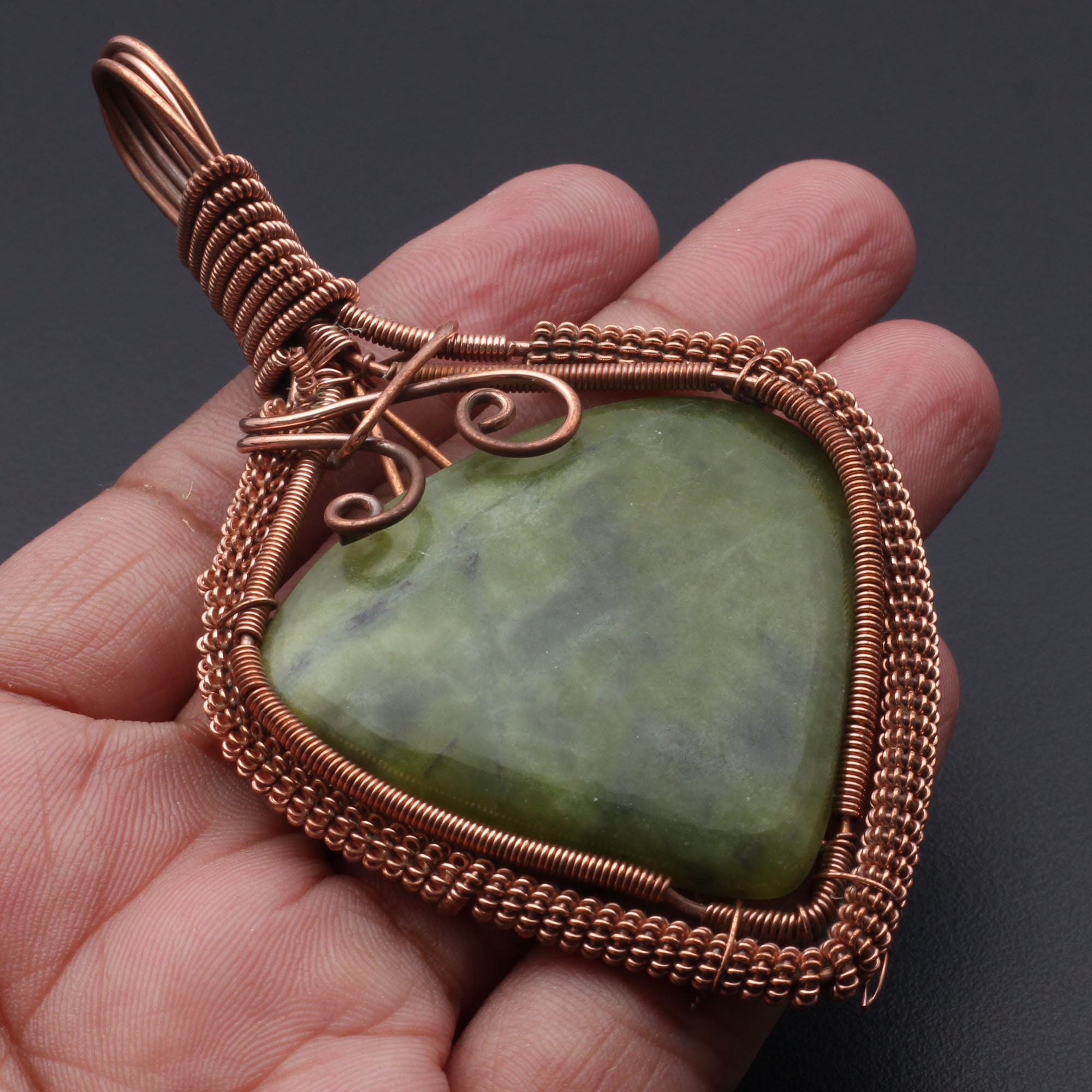Variscite Gemstone pendant jewelry copper Wire Wrapped - Etsy UK
