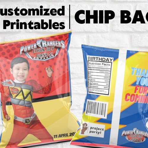 Printable Power Danger Chip Bag Labels Super Sentai Birthday - Etsy