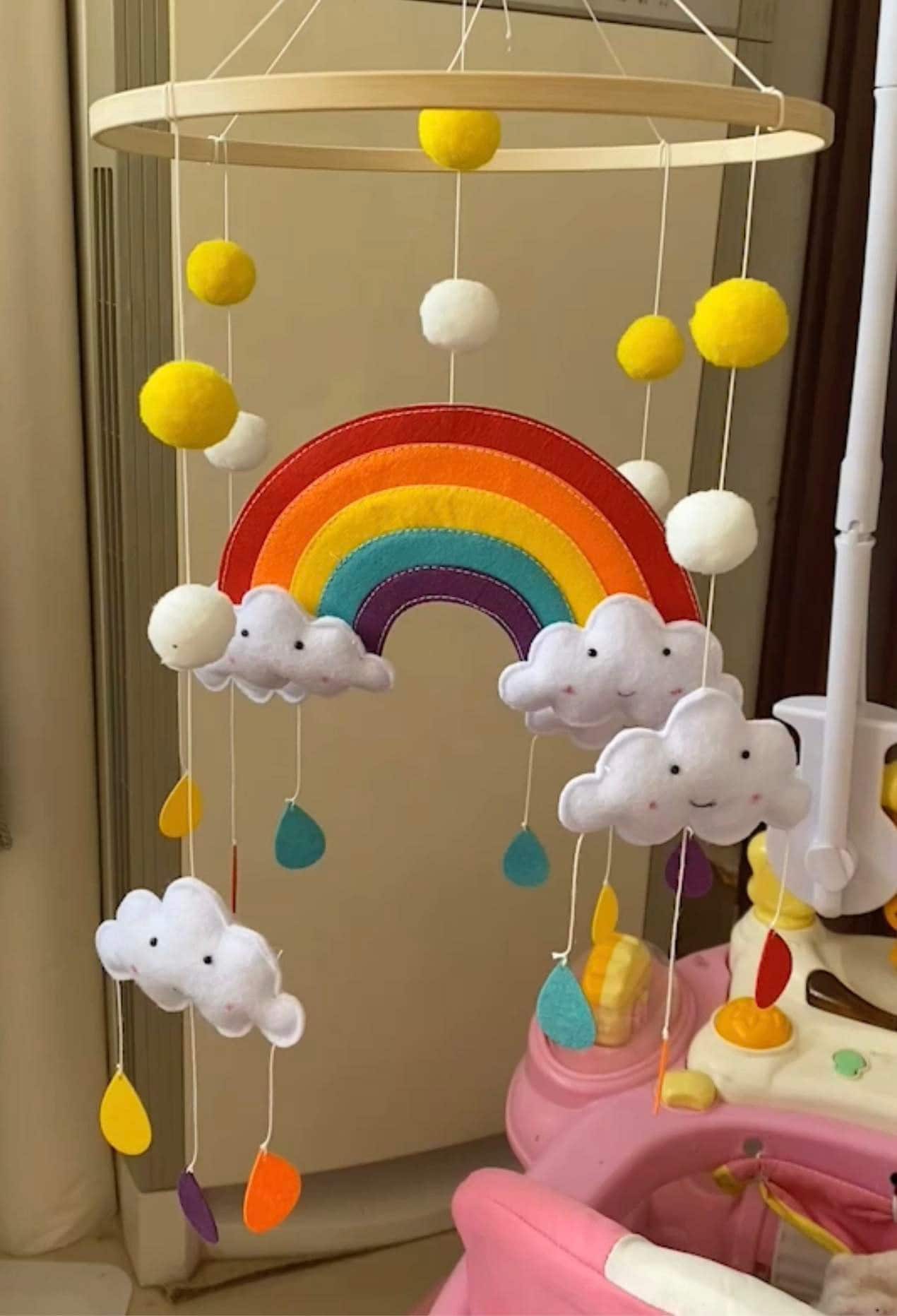 Rainbow Cot Mobile Crib Mobile Nursery Deco for Baby Boy and - Etsy UK