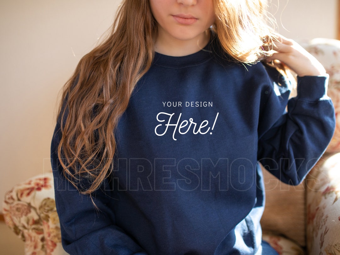 Gildan 18000 Navy Felpa Mockup 2-Pack / Gildan Navy Felpa Mockup ...