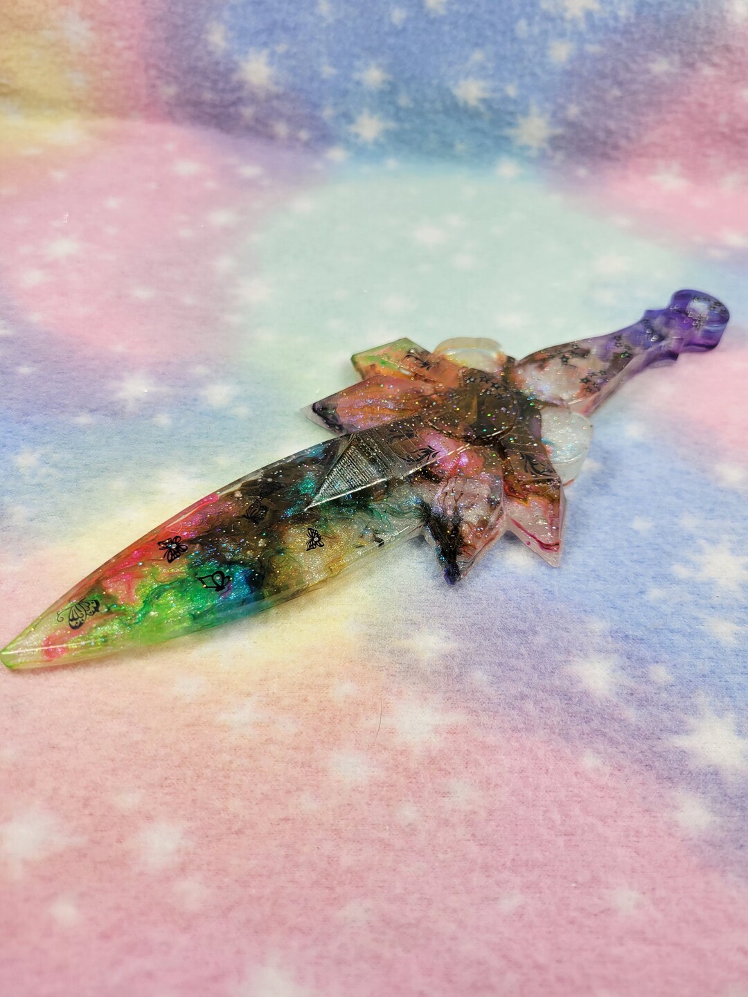 Resin Athame. Butterfly Decals. Ink Tye Dye Effect. Hand Poured ...
