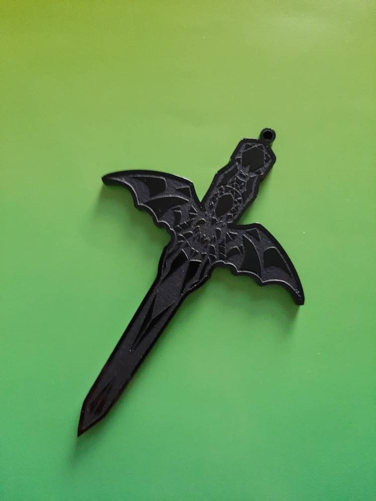 Small gothic ritual dagger. Black resin athame. | Etsy