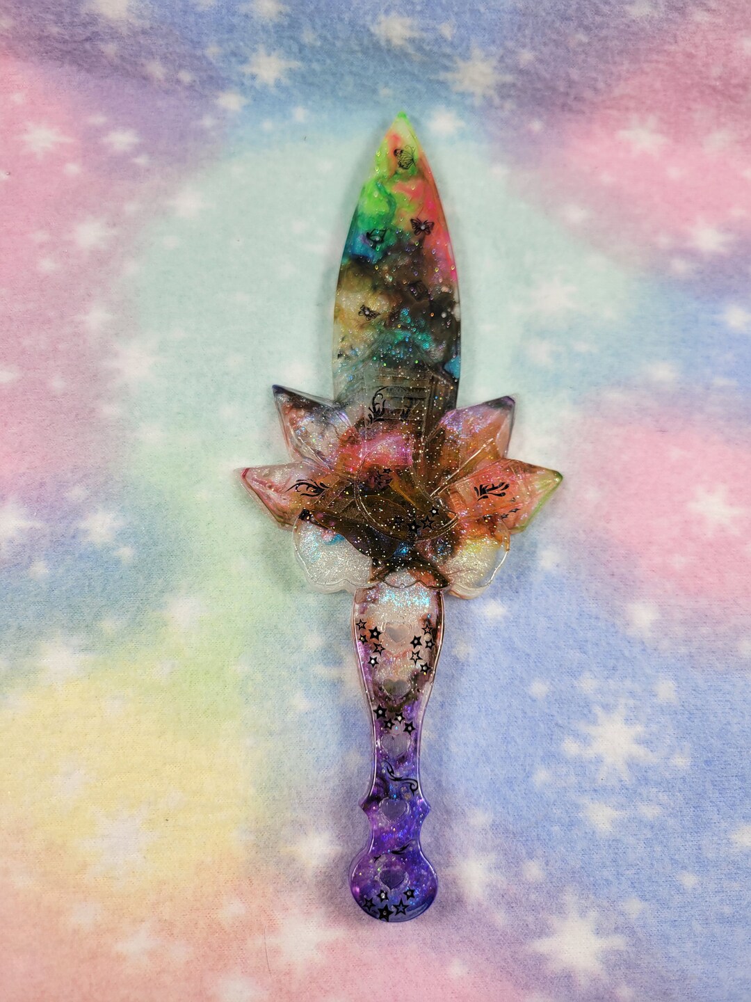 Resin Athame. Butterfly Decals. Ink Tye Dye Effect. Hand Poured ...