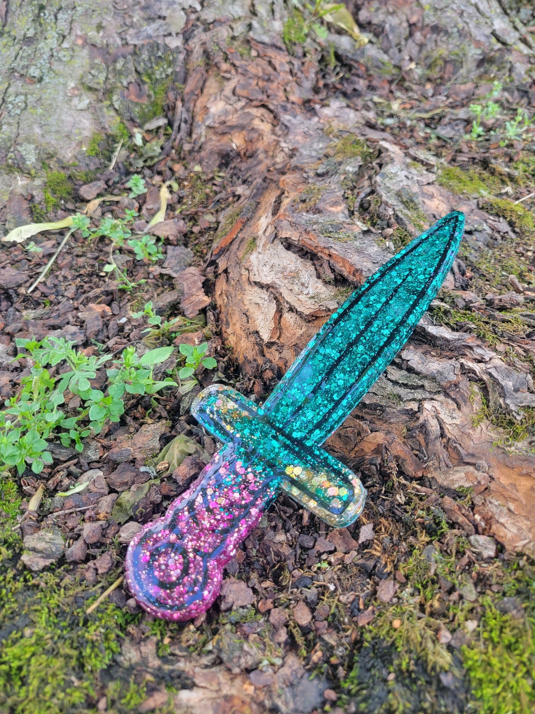 Athame. Resin Ritual Dagger. Holographic Glitter. Altar Tool. Witch ...