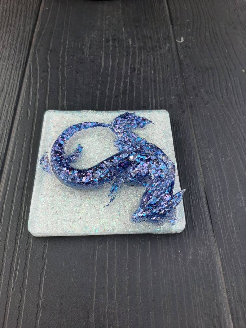 Dragon Decor Water Dragon Statue on Base Glittery Handmade - Etsy