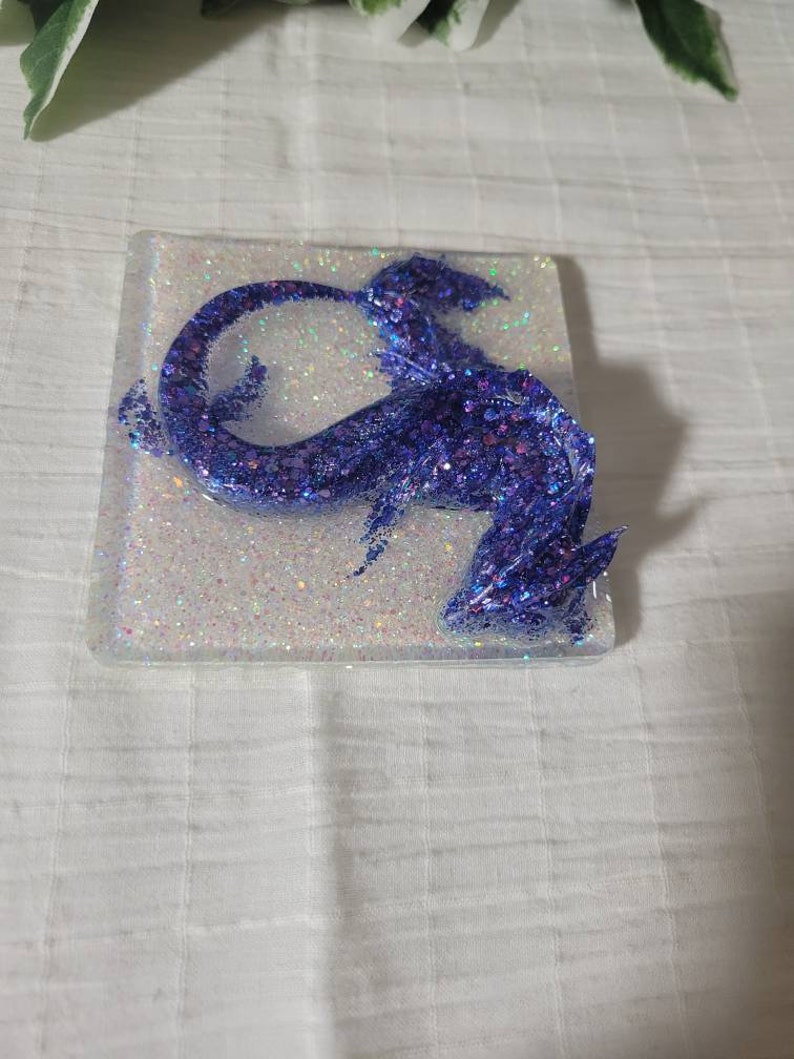 Dragon Decor Water Dragon Statue on Base Glittery Handmade - Etsy