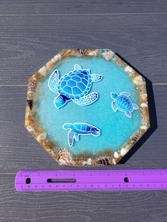 Sea Turtle Decorative Tray. Hand-poured Resin. Underwater - Etsy