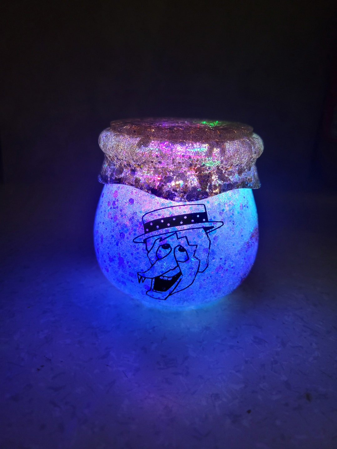 Cold and Heat Miser Decorative Jar With Scre on Lid. Glittery Resin ...