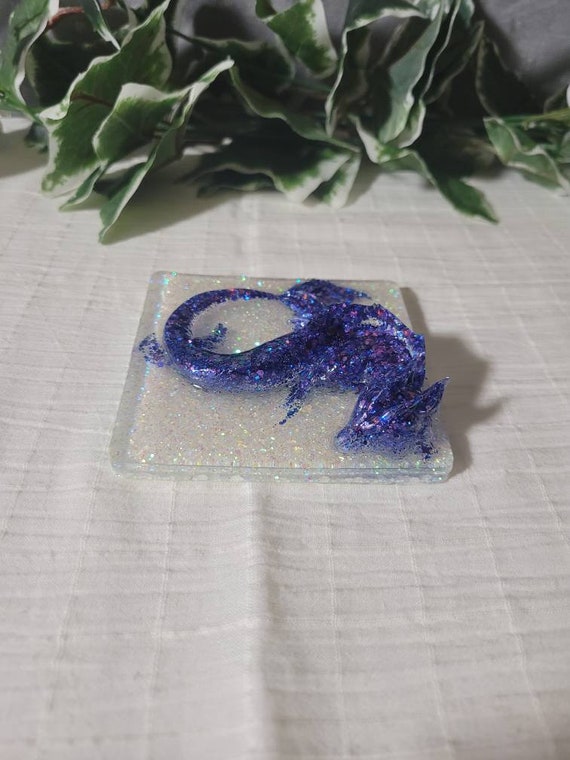Dragon Decor Water Dragon Statue on Base Glittery Handmade | Etsy