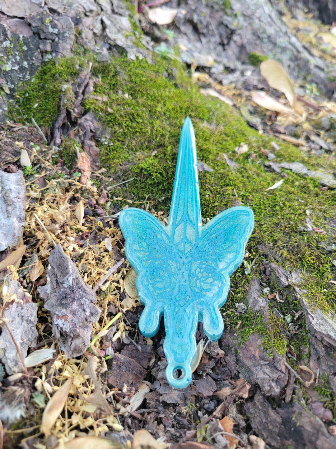 Resin Athame. Butterfly Shaped Etching. Glittery. Ritual Dagger. Wicca ...