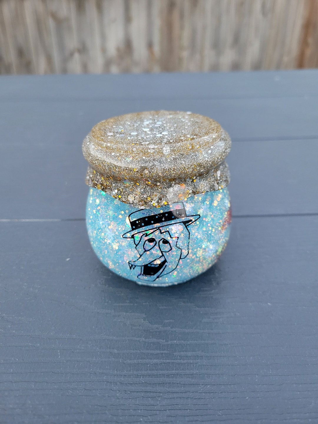 Cold and Heat Miser Decorative Jar With Scre on Lid. Glittery Resin ...