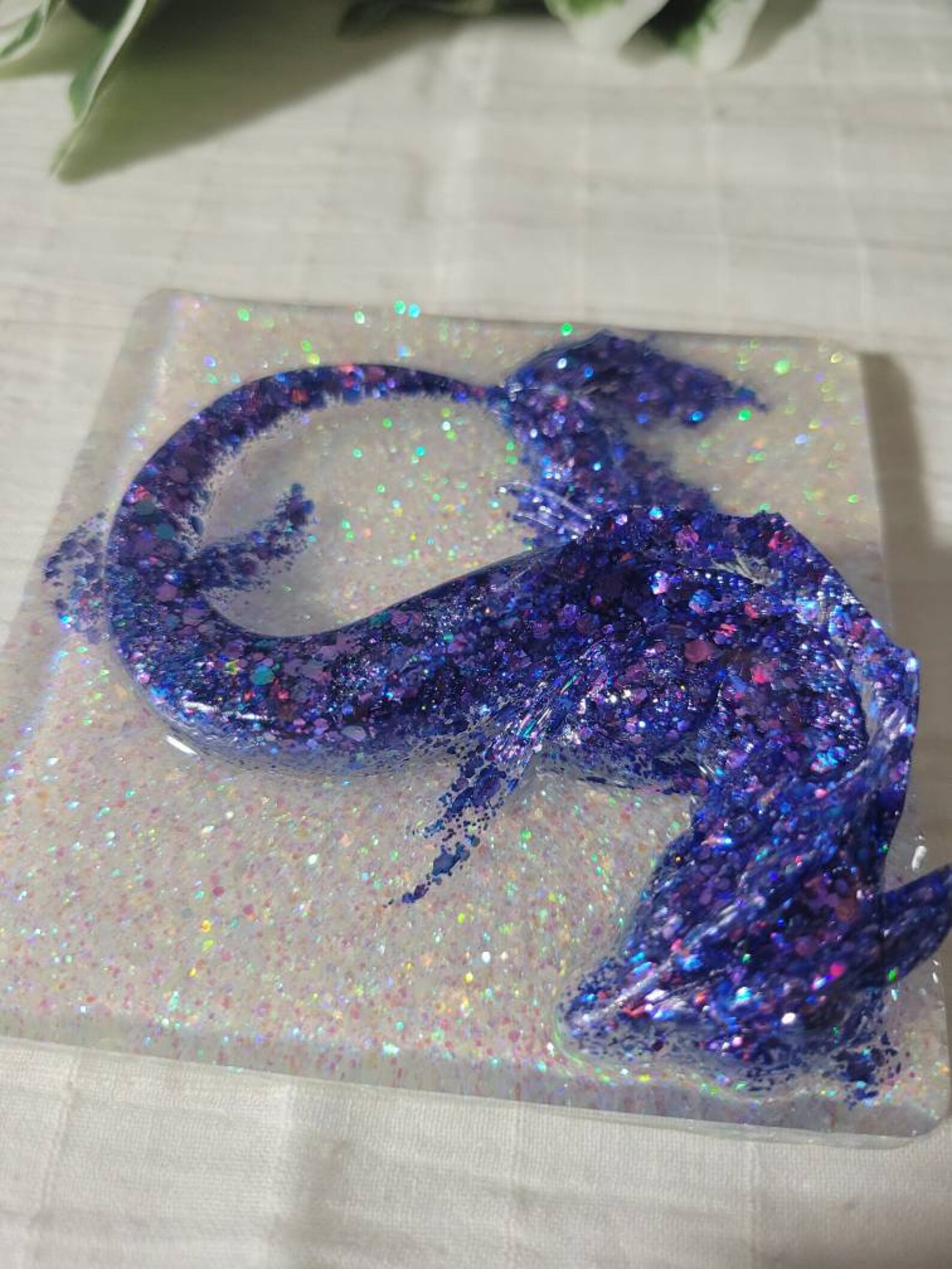Dragon Decor Water Dragon Statue on Base Glittery Handmade - Etsy