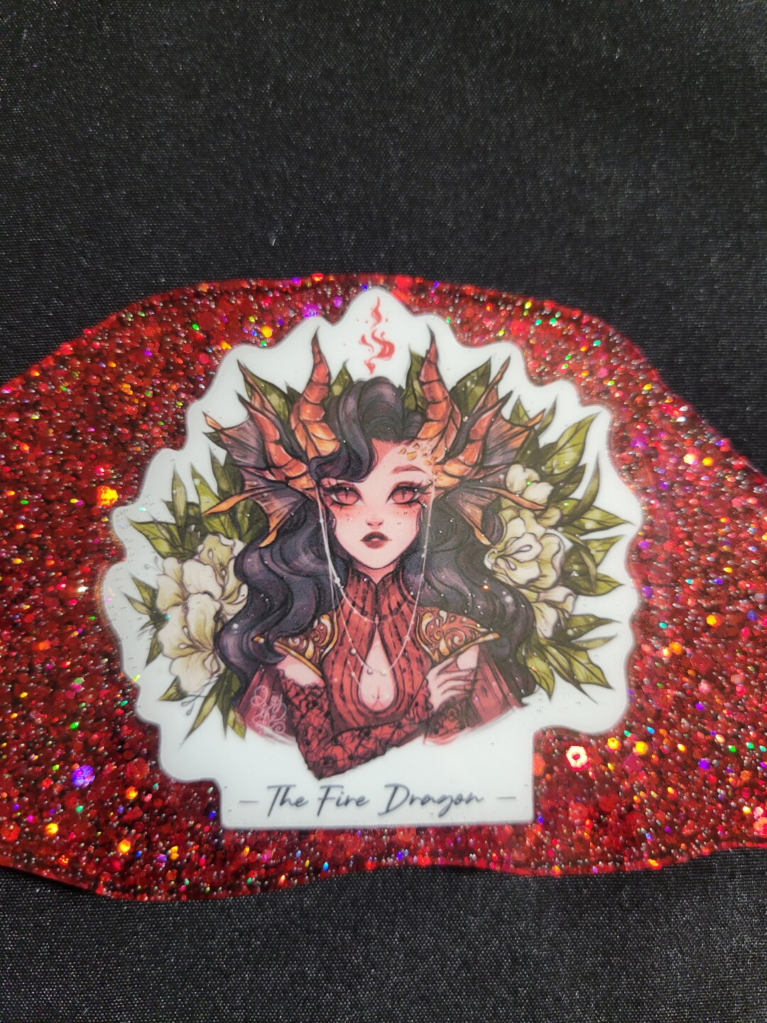 Fire Elemental Dragon Decorative Tiles.hand-poured Glittery or Shimmery ...