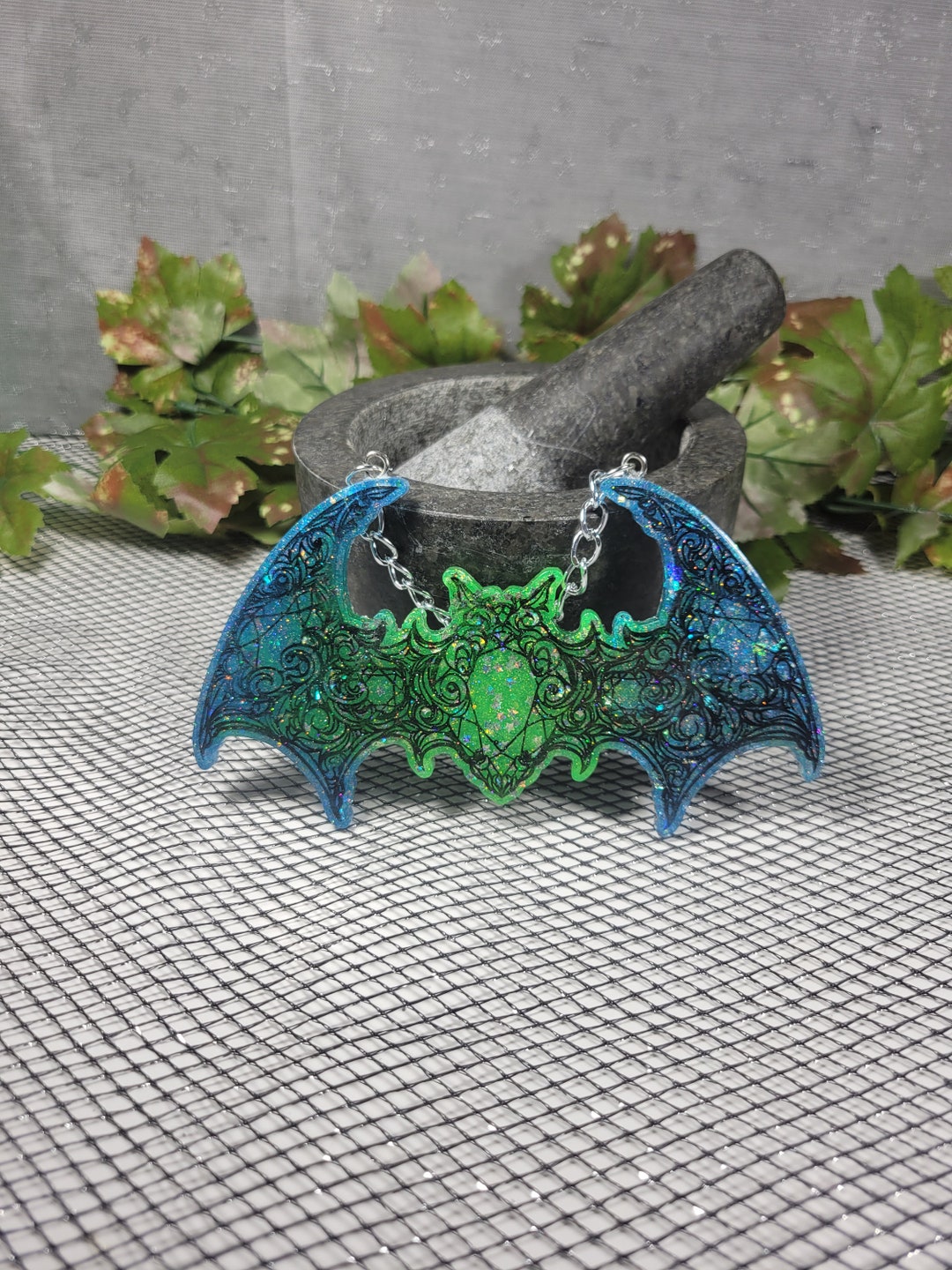 Filigree Etched Bat Wall Hanging: Holographic Glitter Resin Art - Etsy