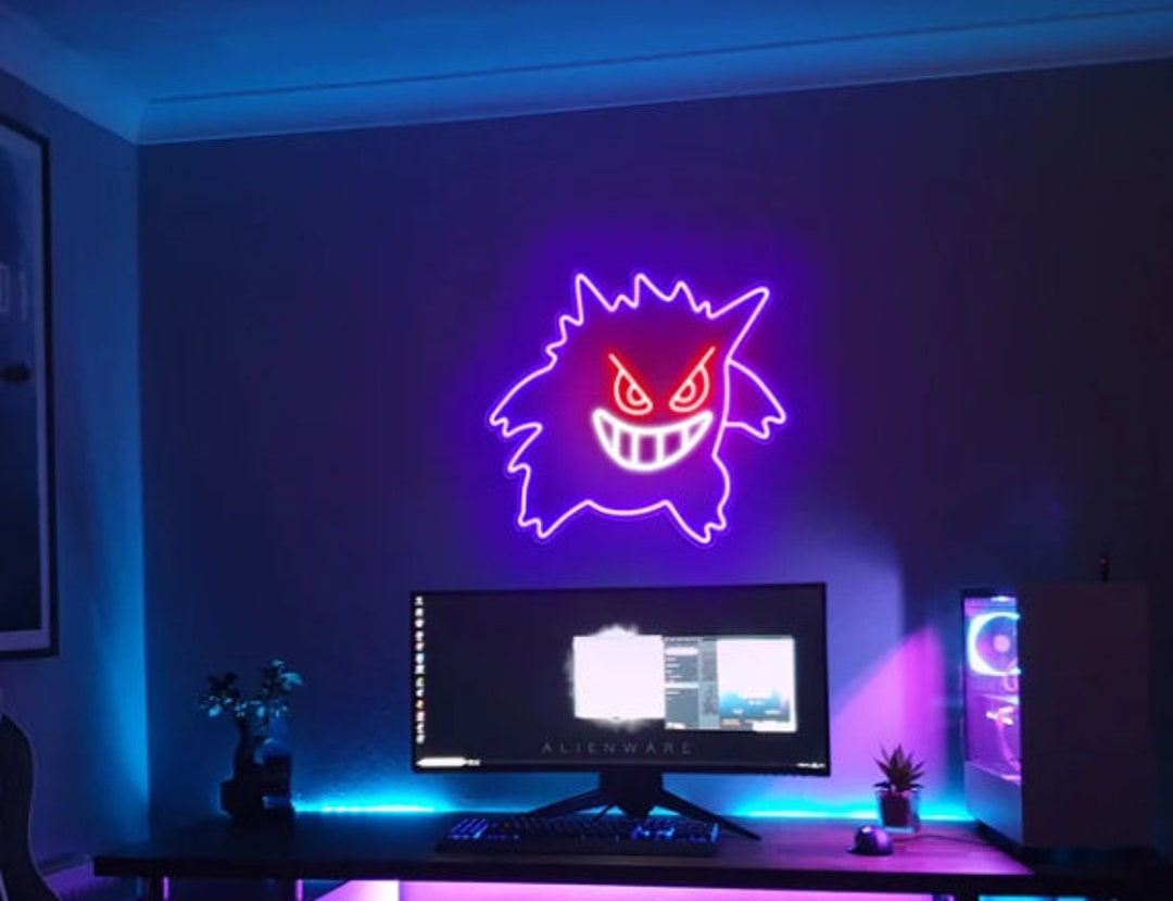 Neon LED Sign Gengar Cute Anime Neon Sign Gengar Design Home - Etsy Ireland